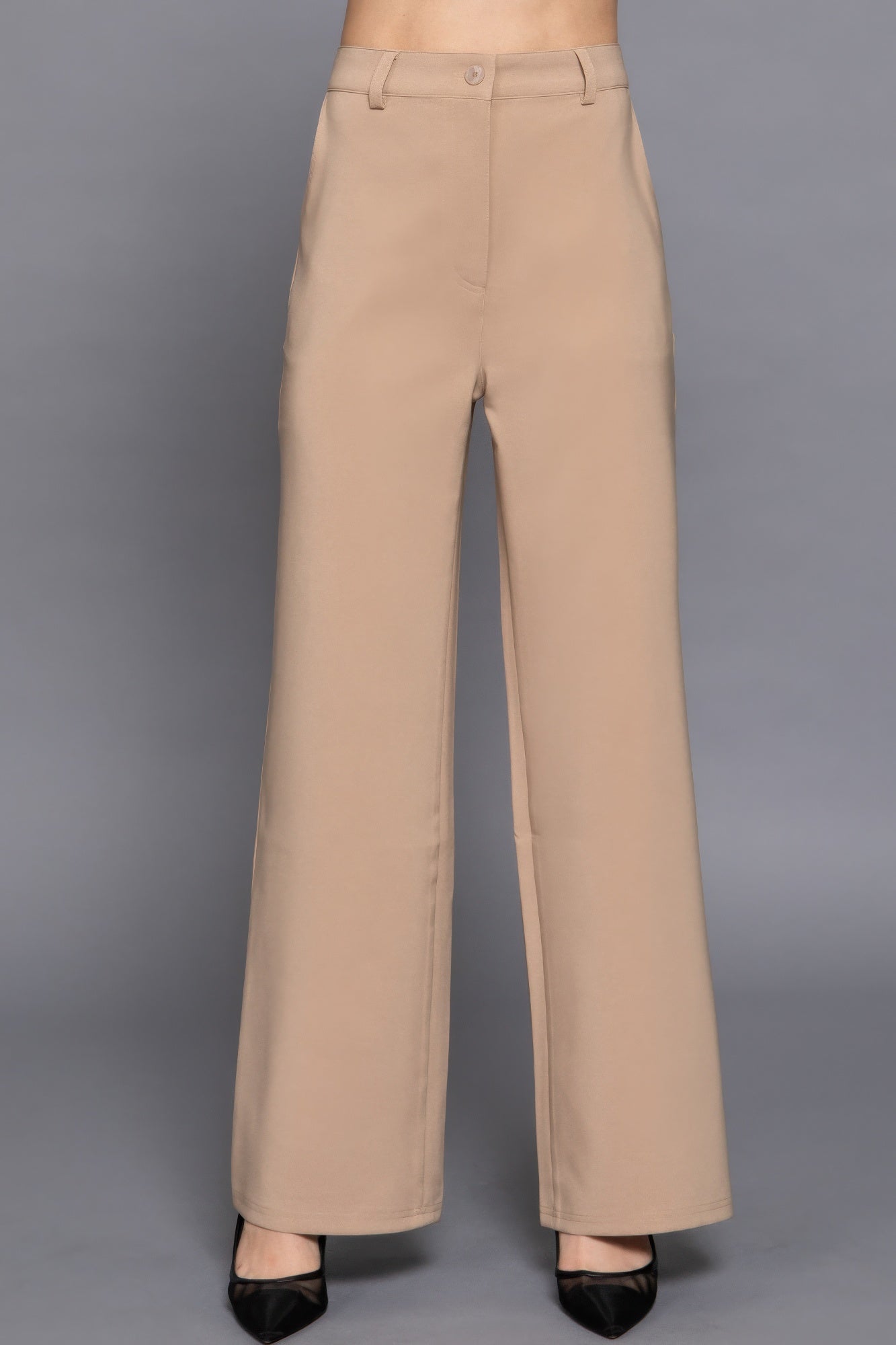 Straight Woven Long Pants for Women | Classic Stretch Work Trousers ...